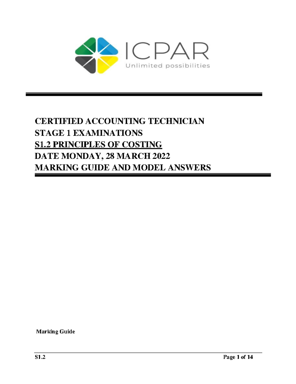 S1.2 Principles of Costing- Ans - CERTIFIED ACCOUNTING TECHNICIAN STAGE ...