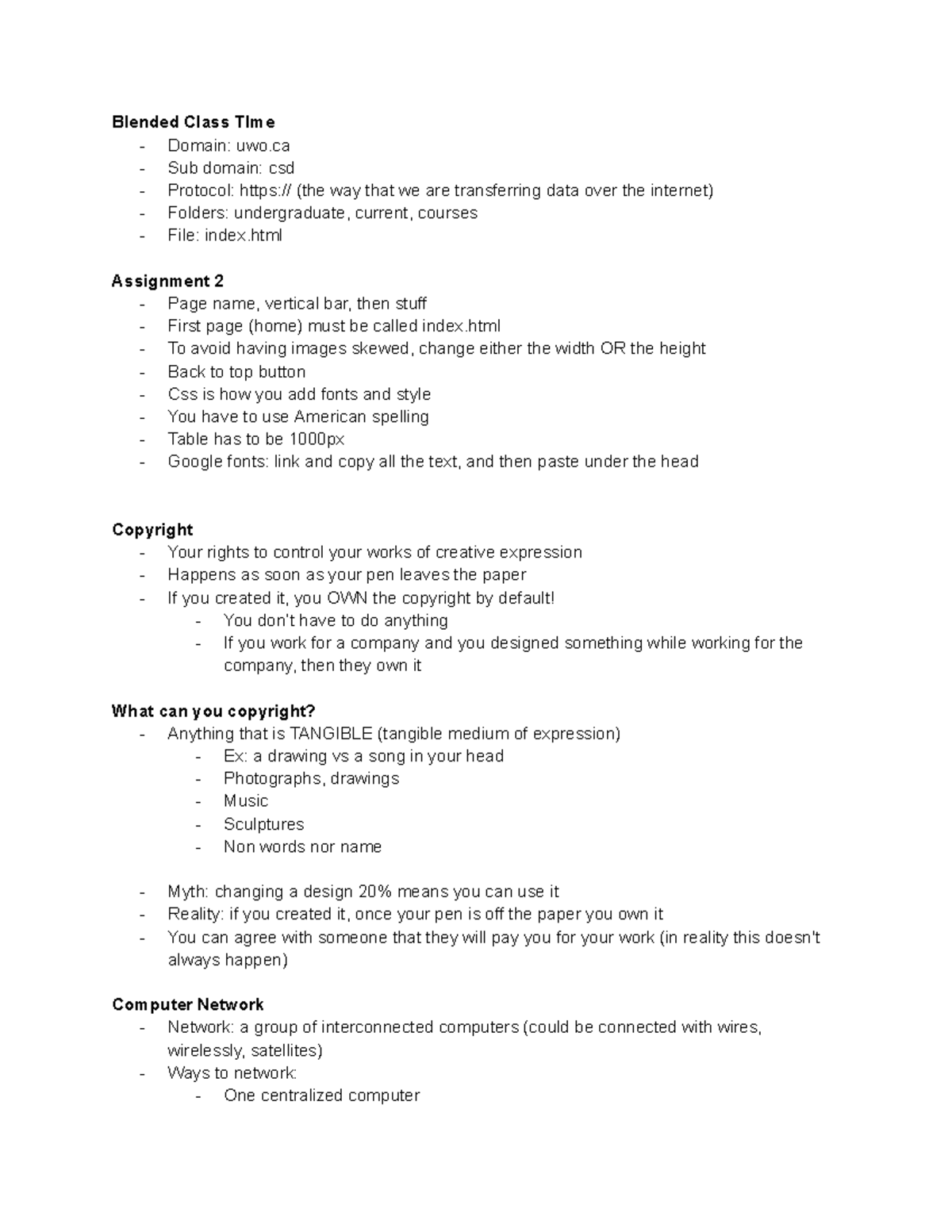 Compsci Week 5 And 6 Lecture Notes Blended Class Time Domain Uwo Sub Domain Csd