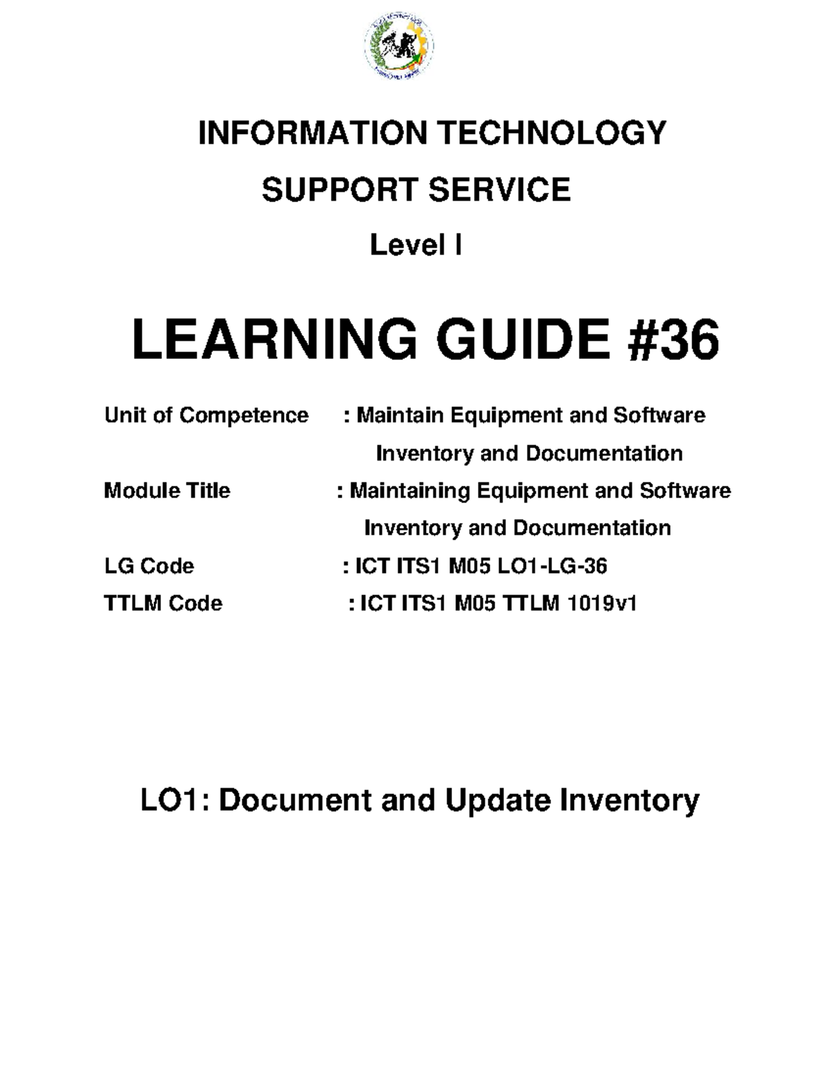Learning Guide No 3 - INFORMATION TECHNOLOGY SUPPORT SERVICE Level I ...