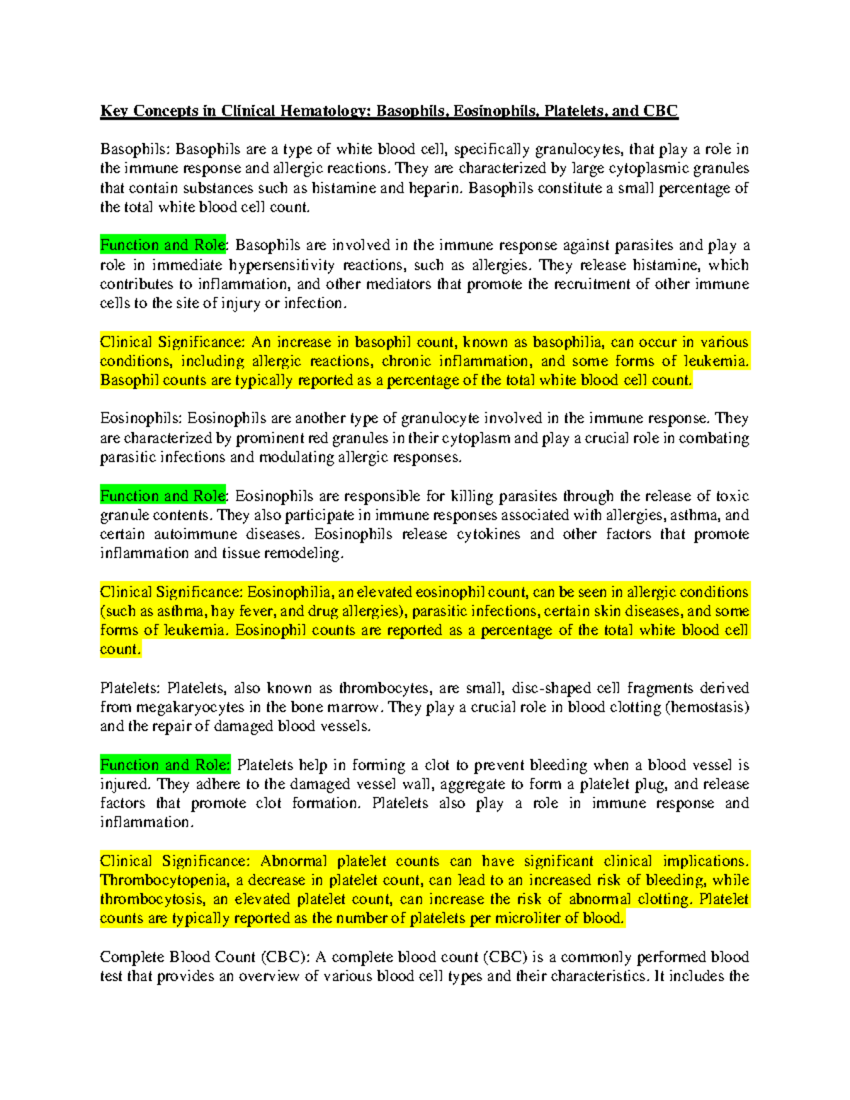 S - Key Concepts in Clinical Hematology- Basophils, Eosinophils ...