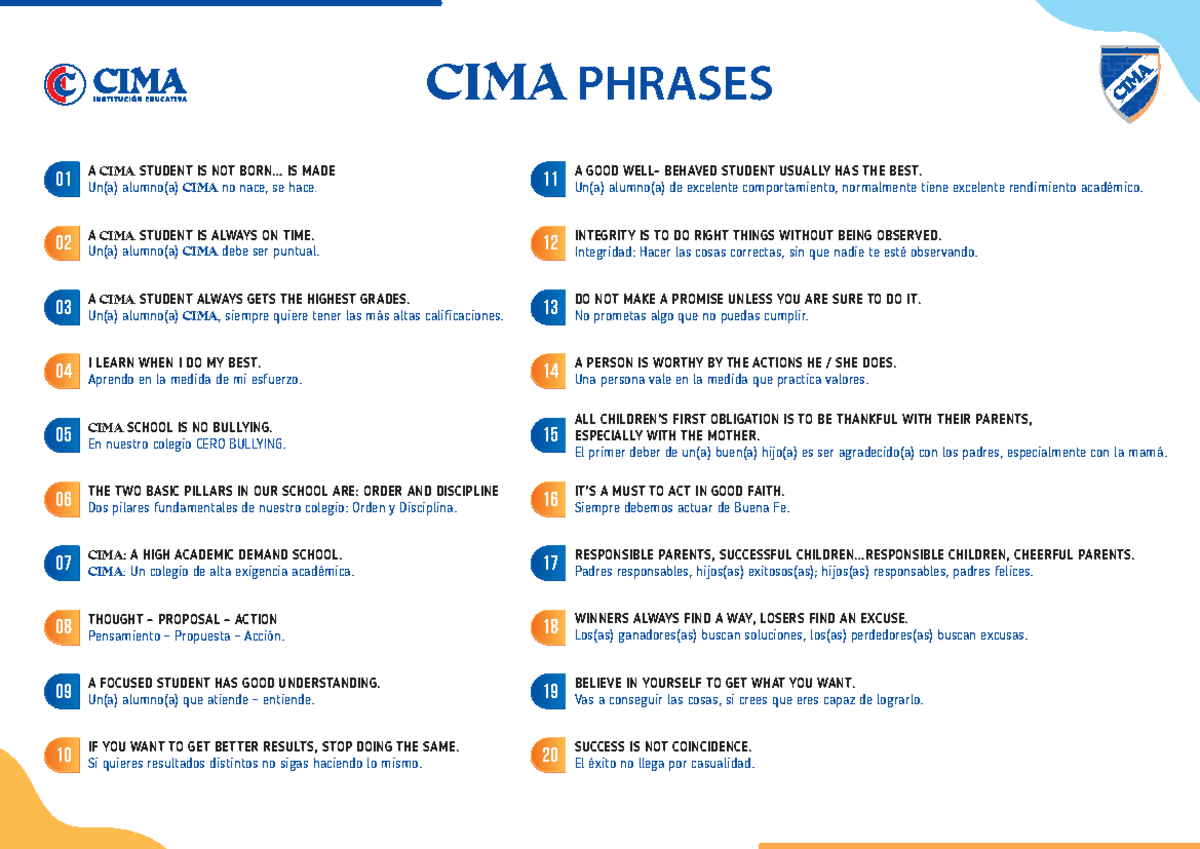 CIMA Phrases - frases cima - CIMA PHRASES A CIMA STUDENT IS NOT BORN ...