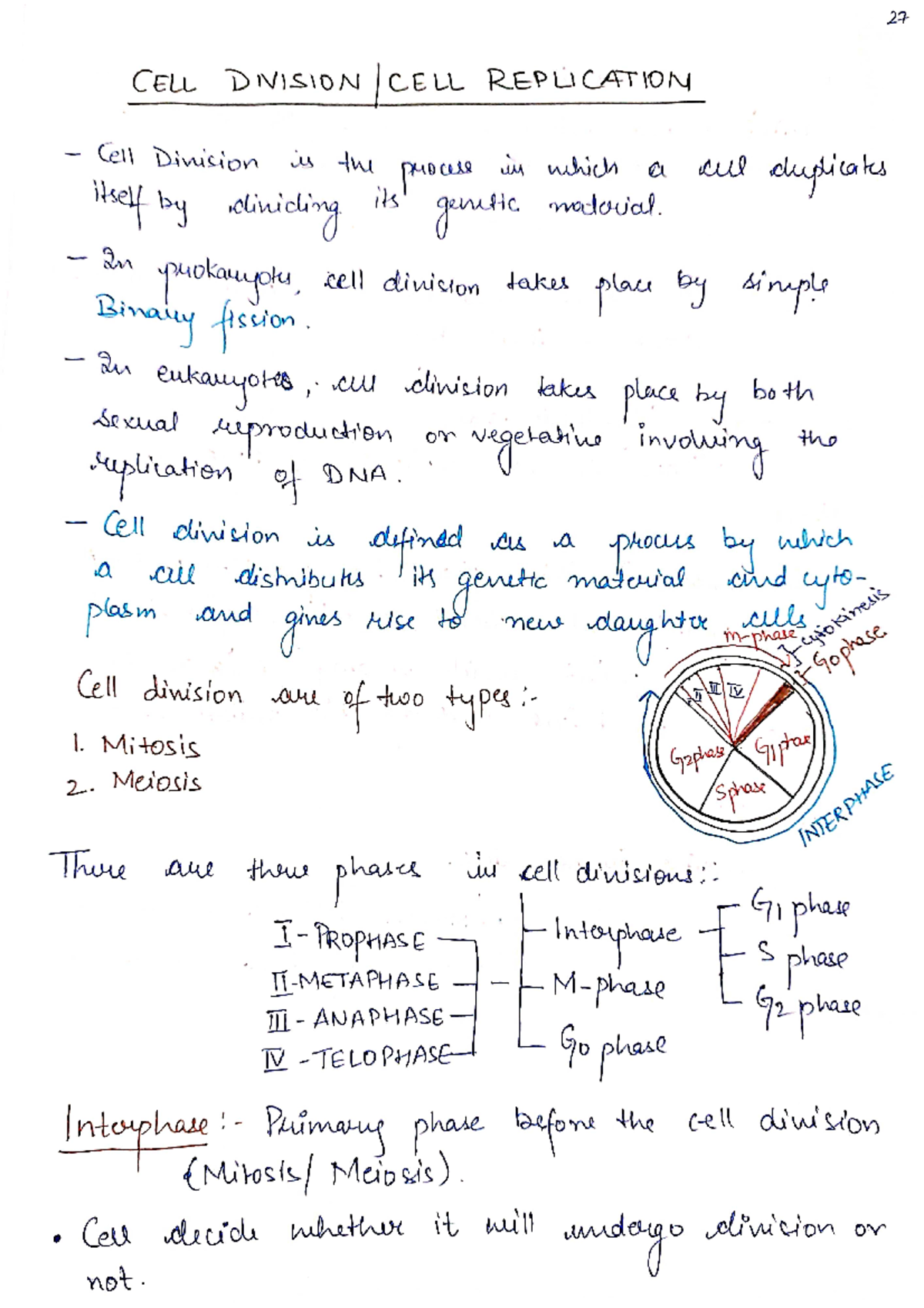 Cell division - This is the complete UNIT 1 notes for SRMIST NCR campus ...