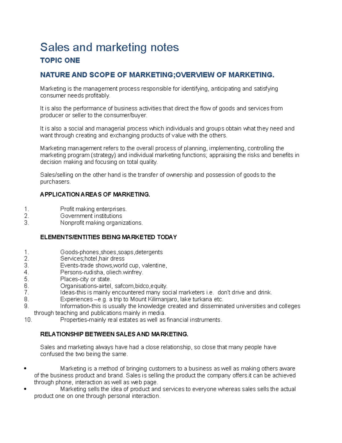 Sales and marketing notes for bm cert mod 2 - Sales and marketing notes ...