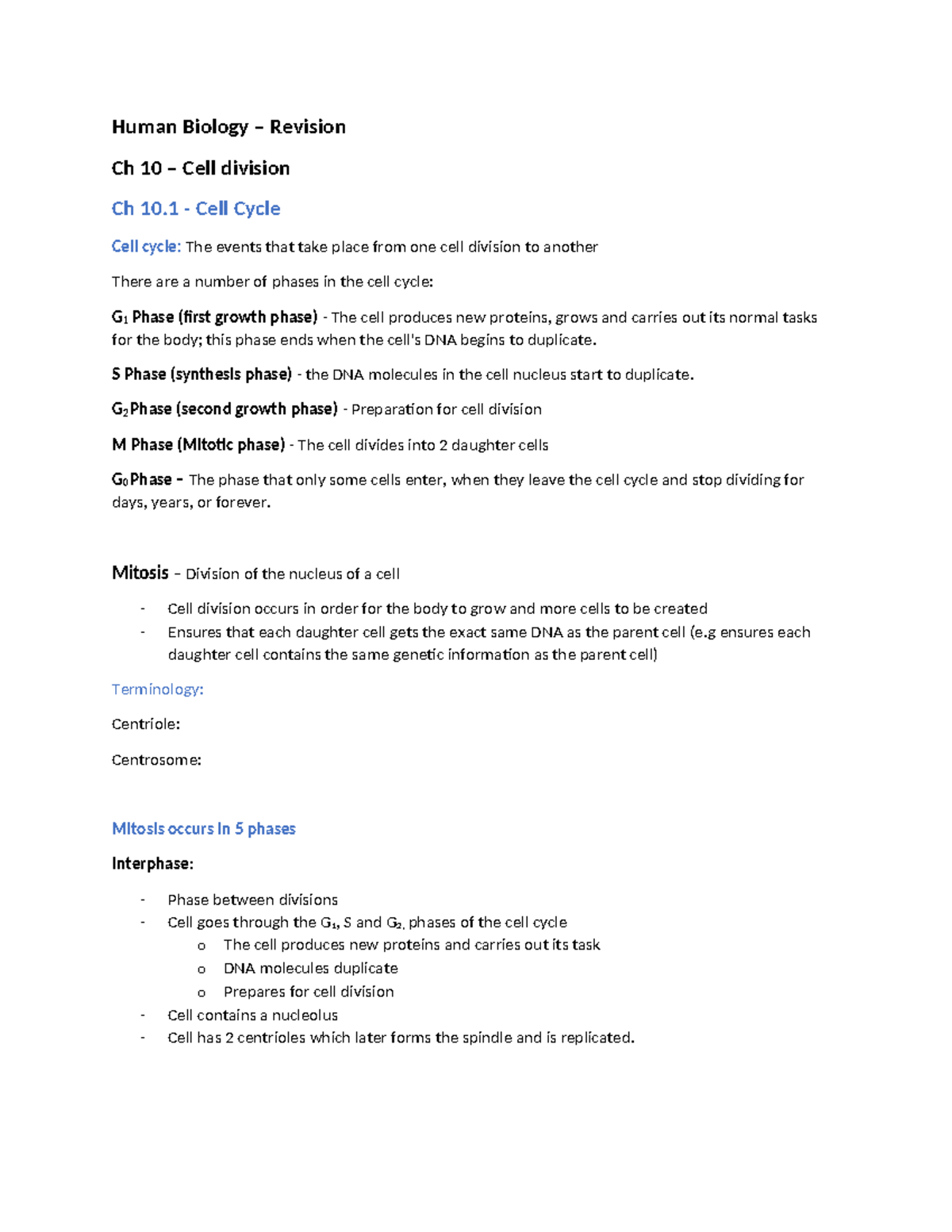 Hum Bio Test Ch 9-10 - Complete Summary of Chapter 9-10 - Human Biology ...