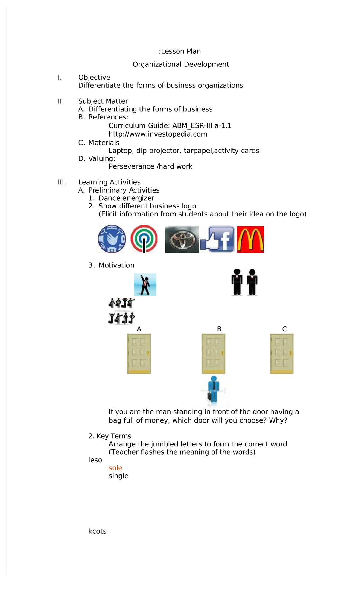 Fundamentals of Accountancy Business and Management - ;Lesson Plan ...
