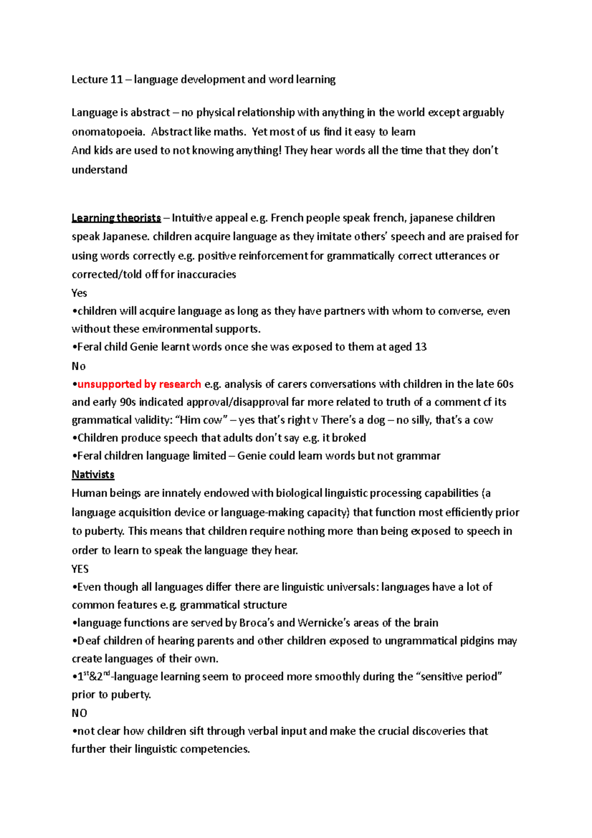 Lecture 11 - Lecture 11 – language development and word learning ...