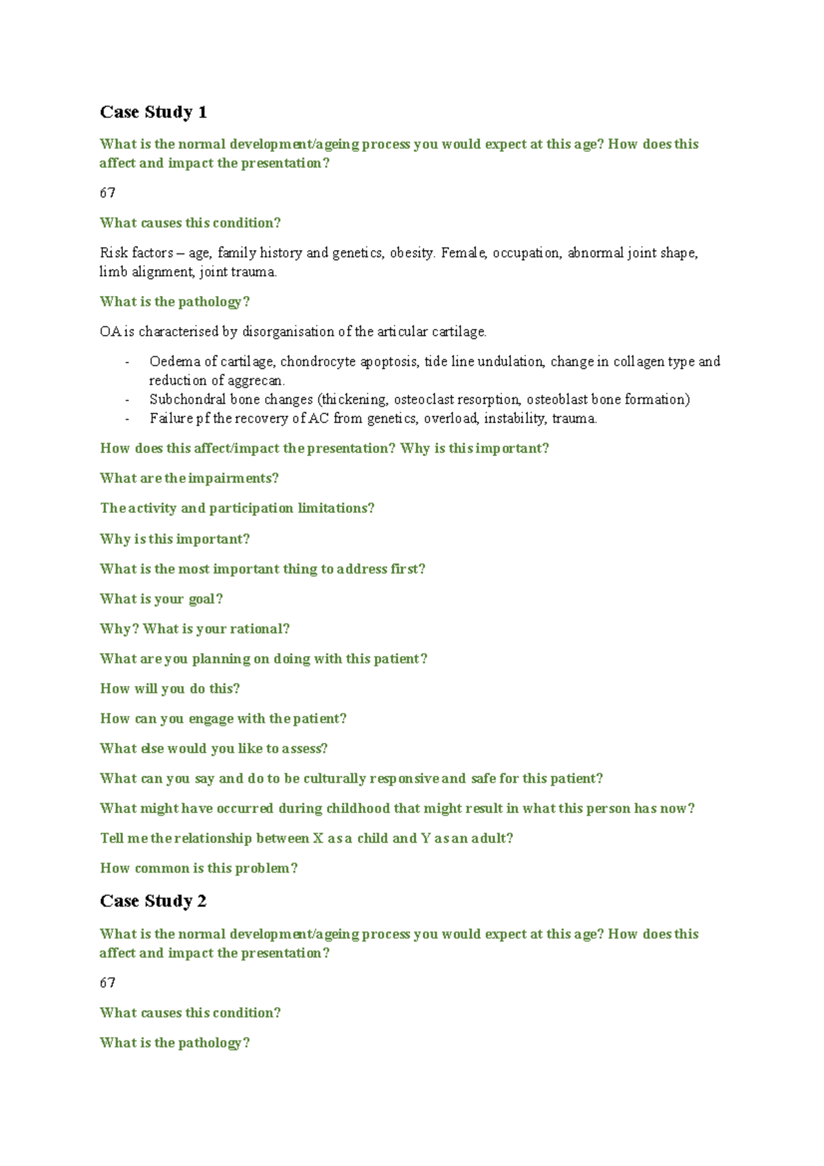 Case study practice - Case Study 1 What is the normal development ...