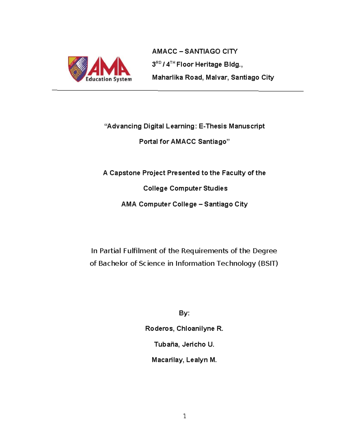 Final Manuscript Group - “Advancing Digital Learning: E-Thesis ...