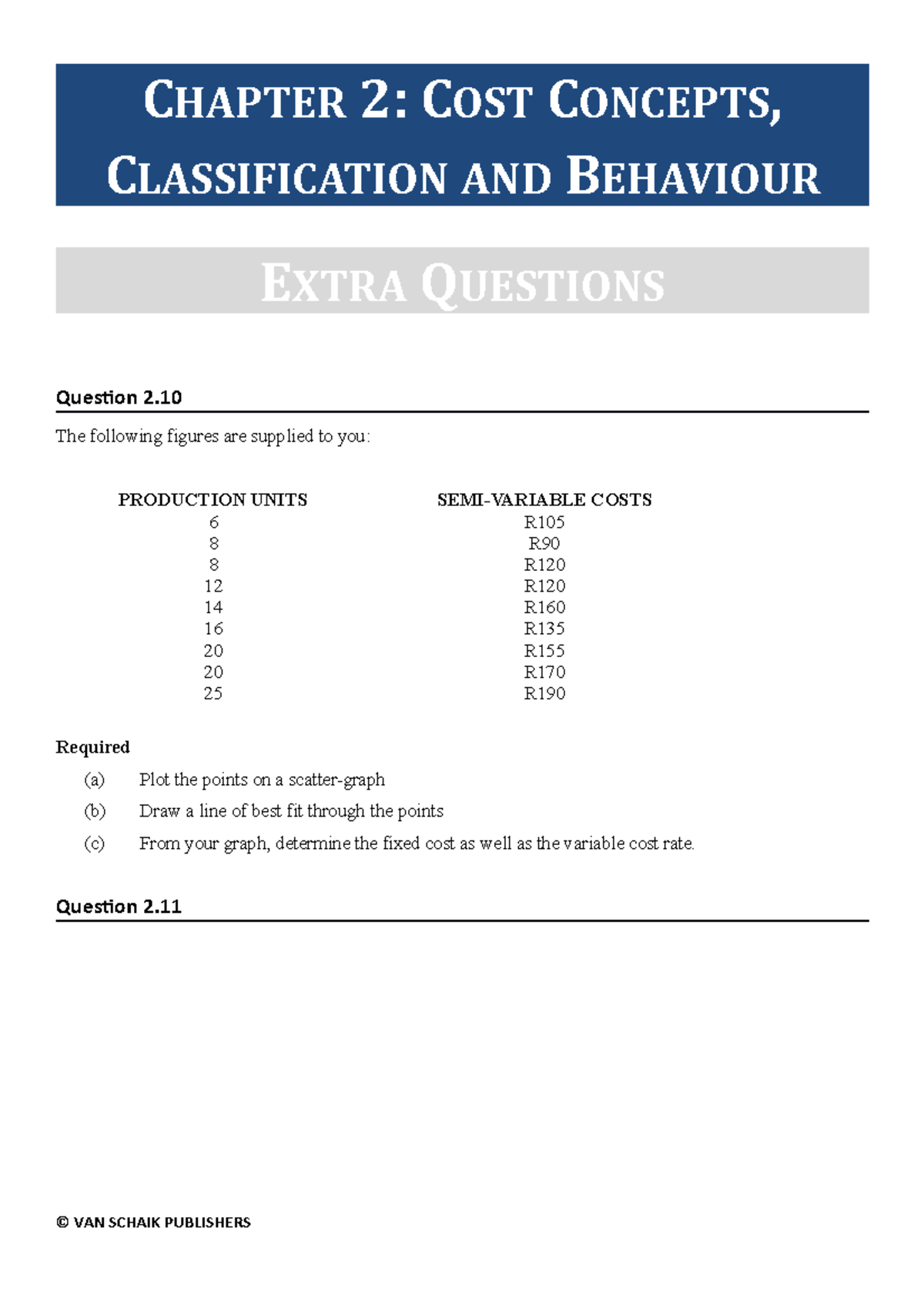 CAMA Additional questions C2 - CHAPTER 2: COST CONCEPTS, CLASSIFICATION ...