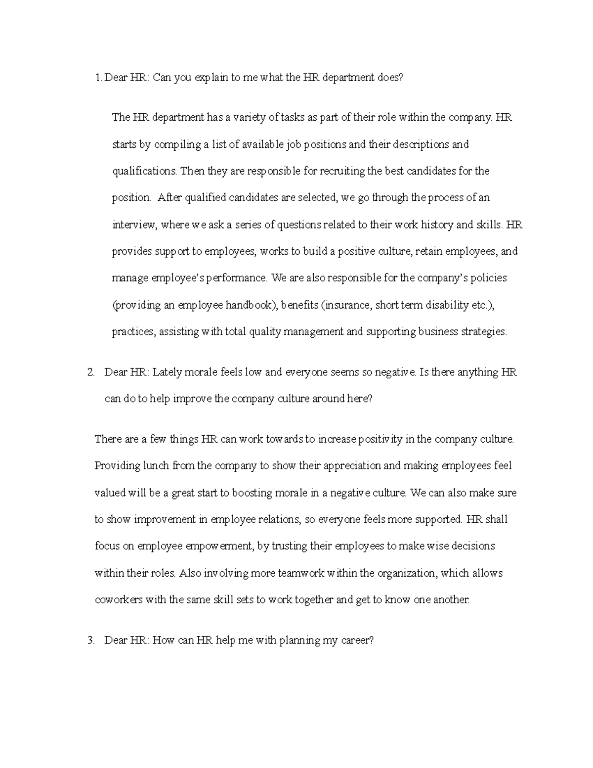 HR inbox 1 - Dear HR: Can you explain to me what the HR department does ...