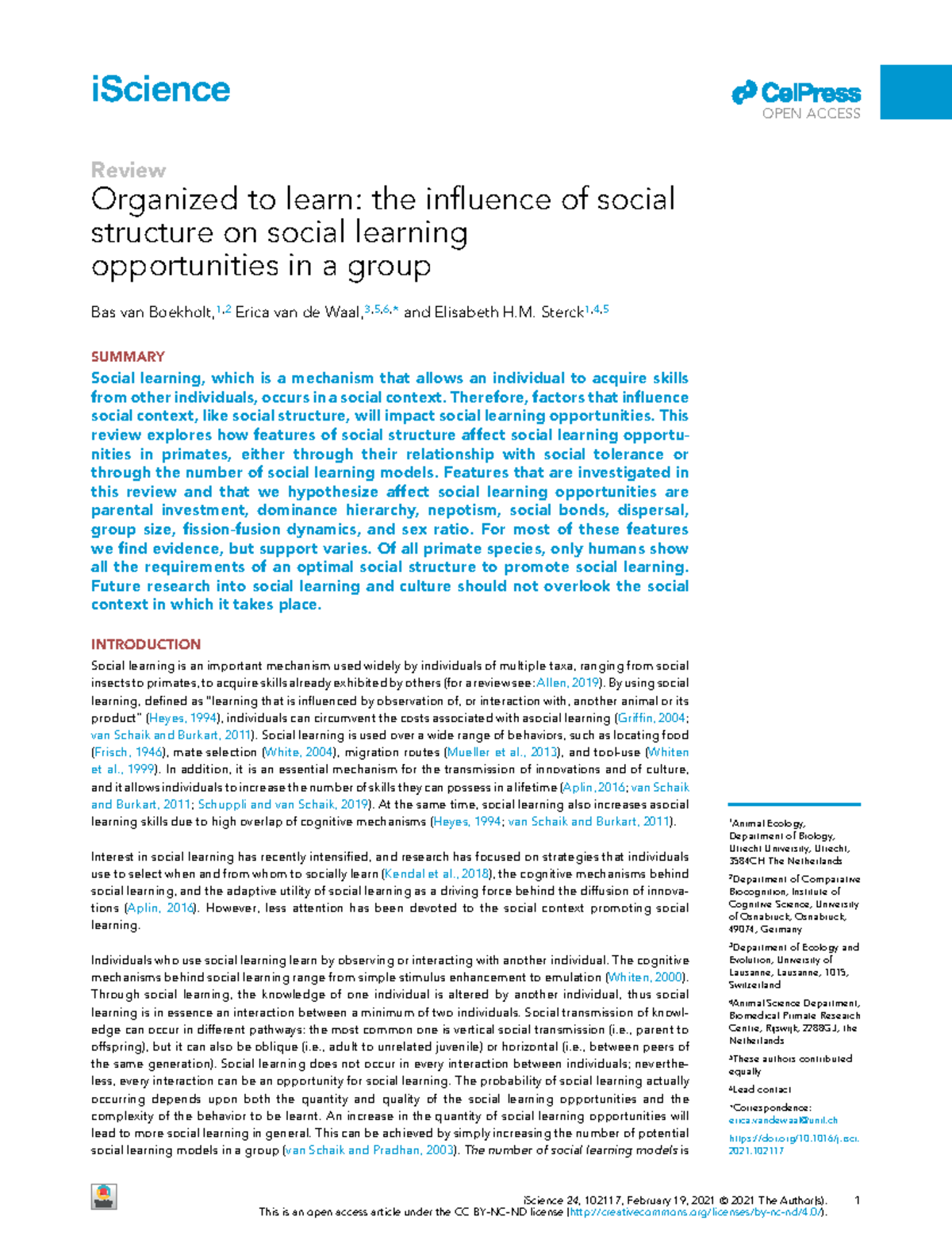 Organized to learn the influence of social structure on social learning ...