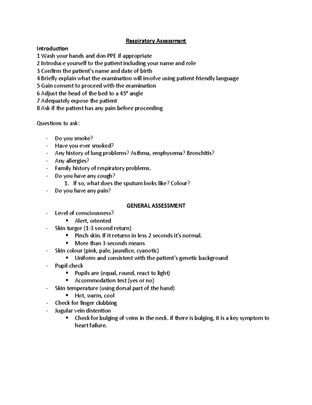 Respiratory Steps - Respiratory Assessment Introduction 1 Wash your ...