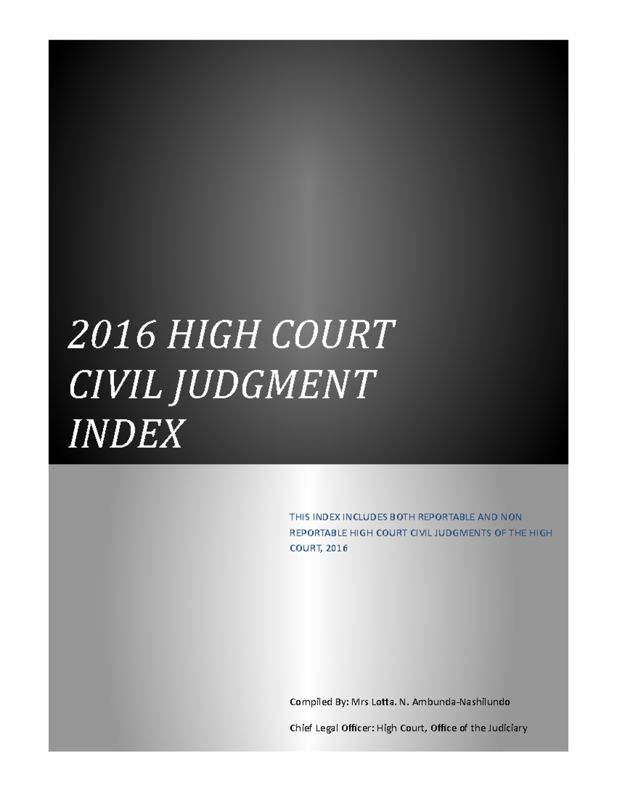 2016 Unreported high Court Civil Judgment Index - 2016 HIGH COURT CIVIL ...