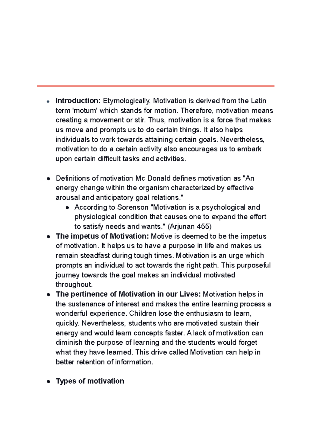 Psychology-motivation - Introduction: Etymologically, Motivation is ...