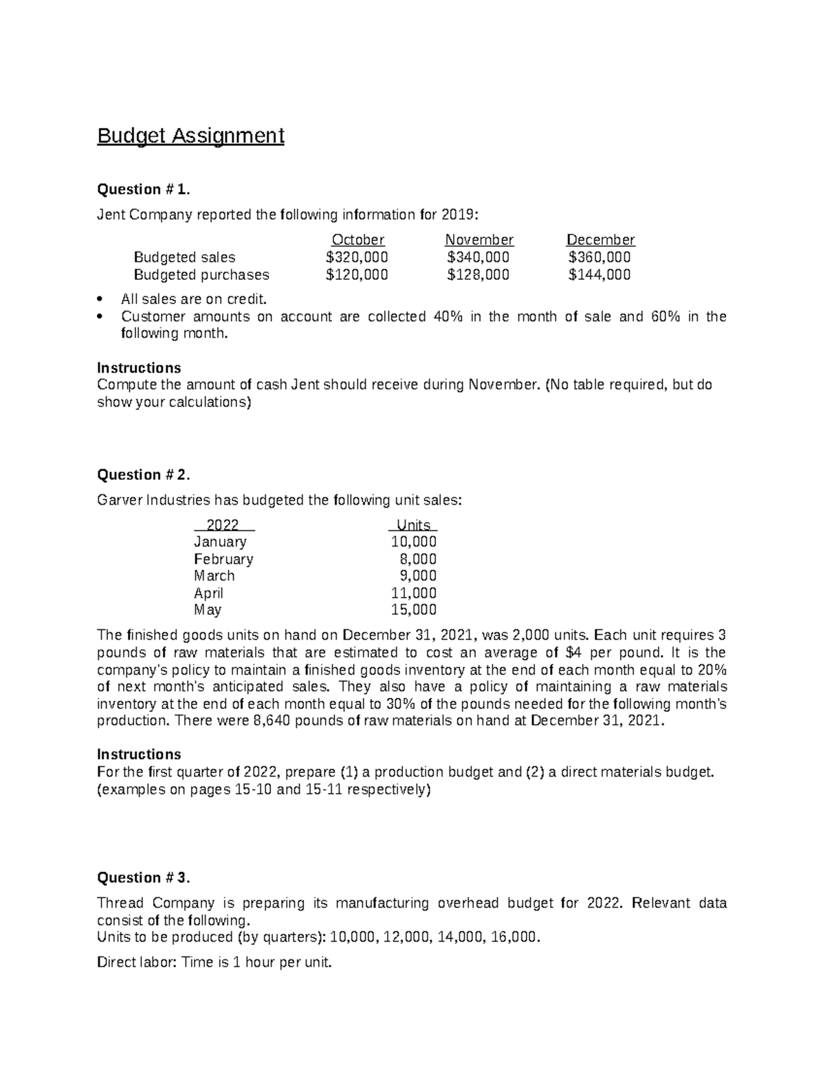 Budget Assignment W23 student file - Budget Assignment Question # 1 ...
