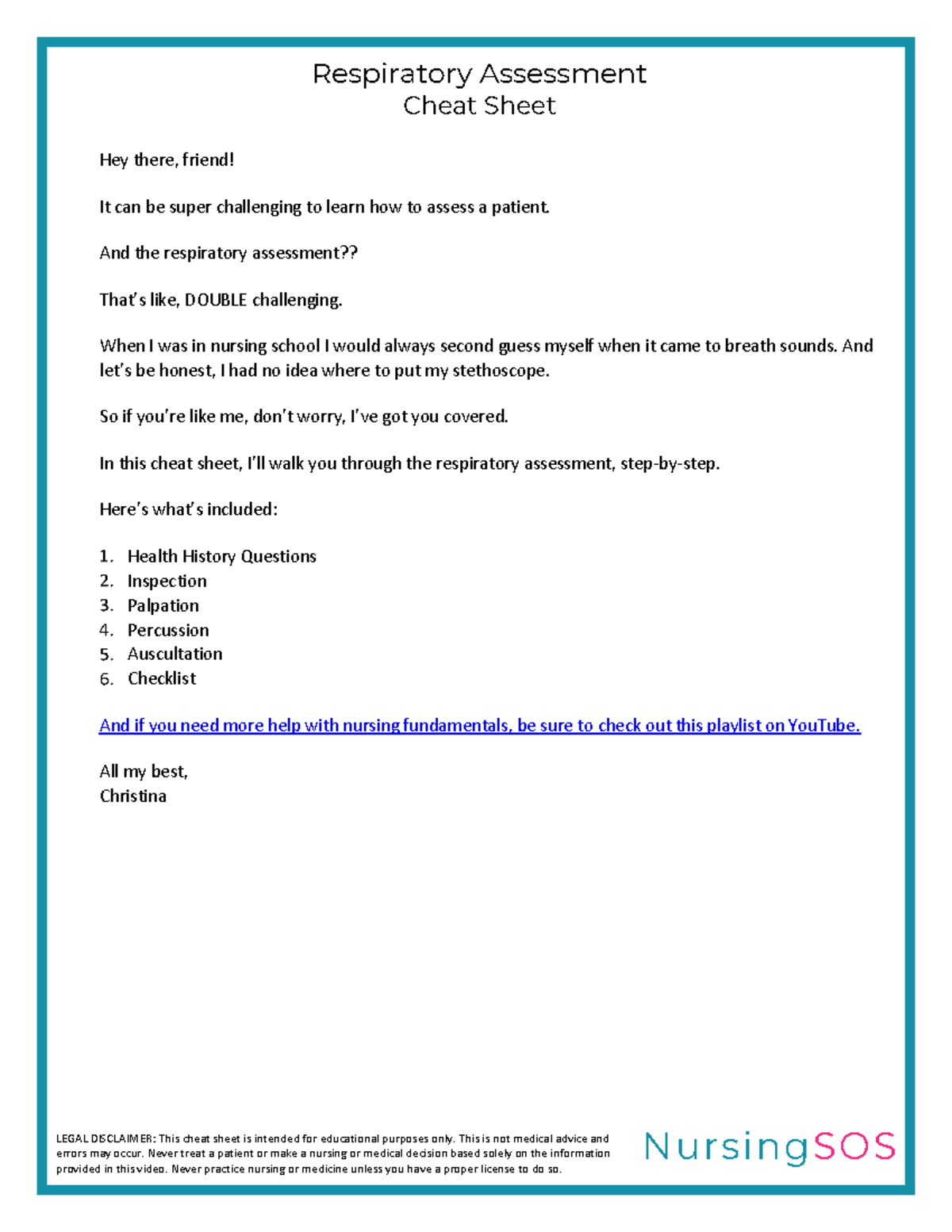 Respiratory Assessment Cheat Sheet - Respiratory Assessment Cheat Sheet ...