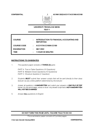 ACC117 Project 2 - Cost and Management Accounting 1 - UiTM Cawangan ...