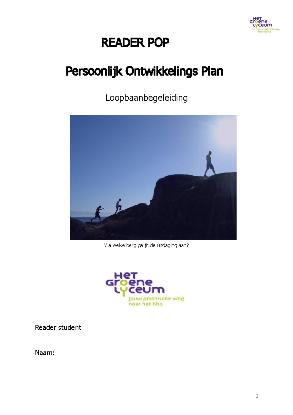 Persoonlijk leerplan - READER POP Persoonlijk Ontwikkelings Plan ...
