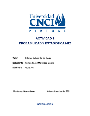 Activida 1 mercadotecnia - ACTIVIDAD 1 Nombre de la institución: Universidad Virtual CNCI Nombre ...