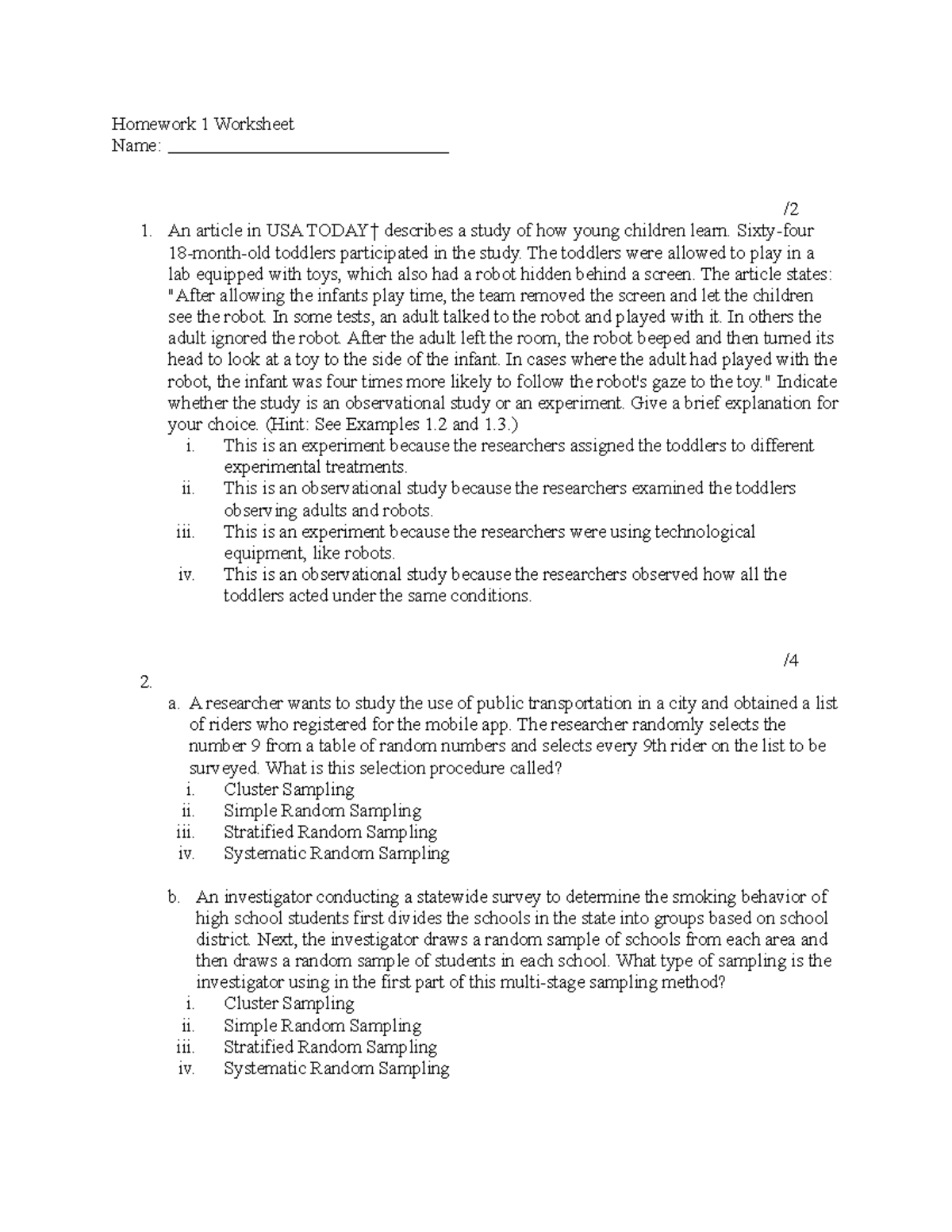 Homework 1 Worksheet - hw 1 - Homework 1 Worksheet Name: / An article ...