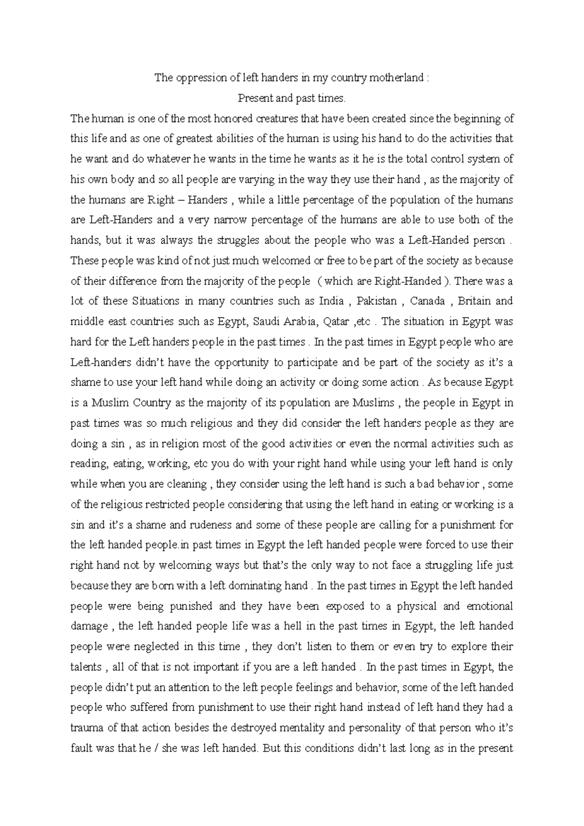 The oppression of left handers in my country motherland Present and ...