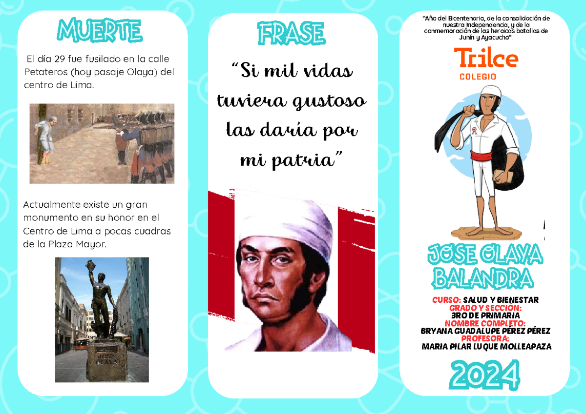 Triptico JOSE Olaya - y6tyrtr545 - “Año del Bicentenario, de la ...