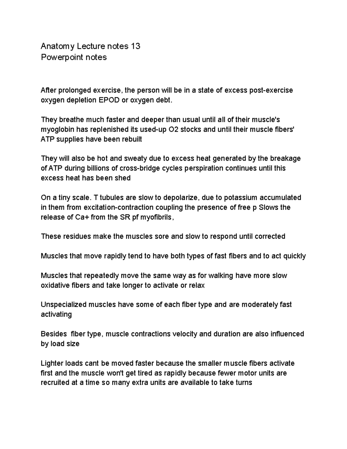 Anatomy Lecture 13 2 Anatomy Lecture Notes 13 Powerpoint Notes After