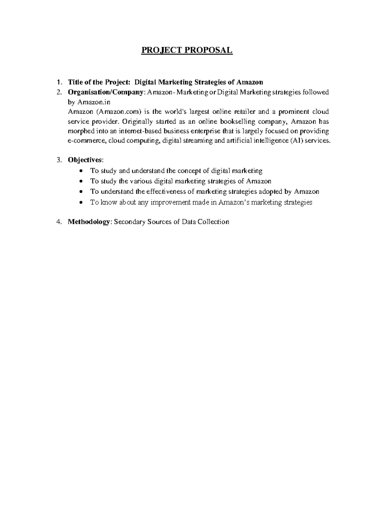 Project Proposal - PROJECT PROPOSAL Title of the Project: Digital ...