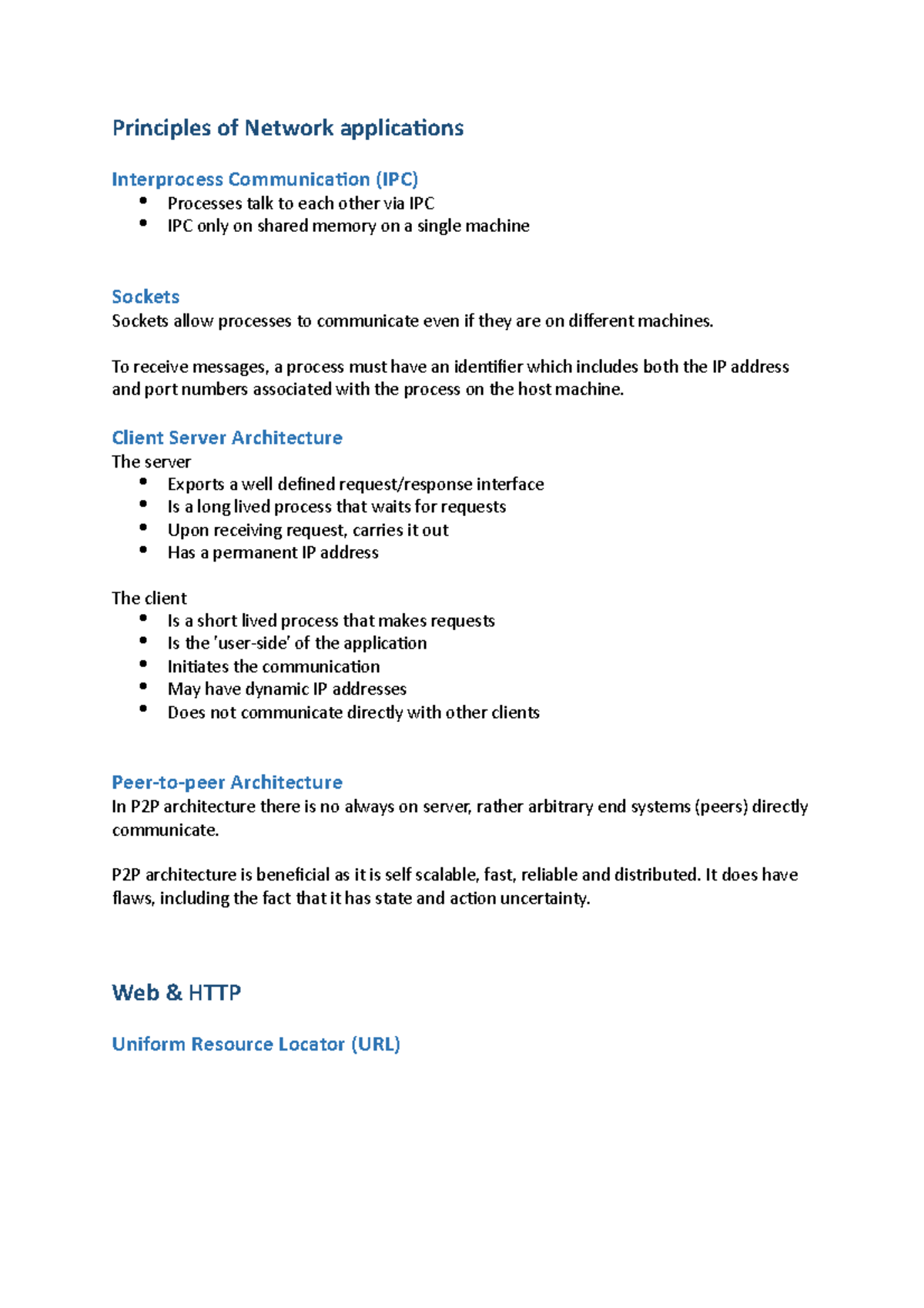 Comp3331 notes - Principles of Network applications Interprocess ...