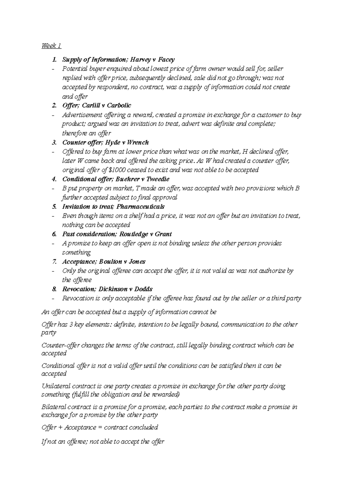 W1-4 252 tutorials - Tutorial revision notes for Week 1 - 4 - Week 1 1 ...