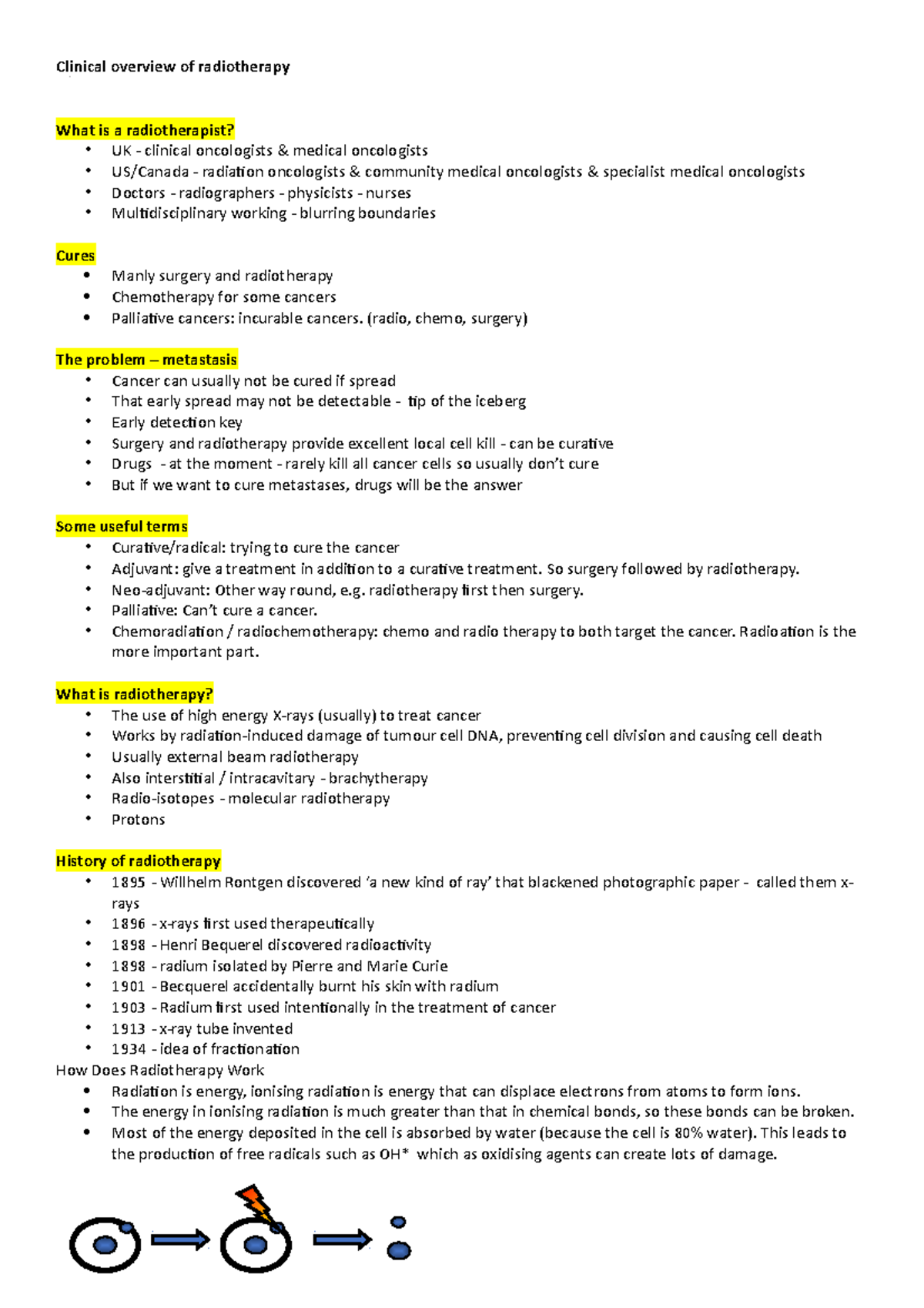 Radiotherapy - Lecture notes 6 - Clinical overview of radiotherapy What ...