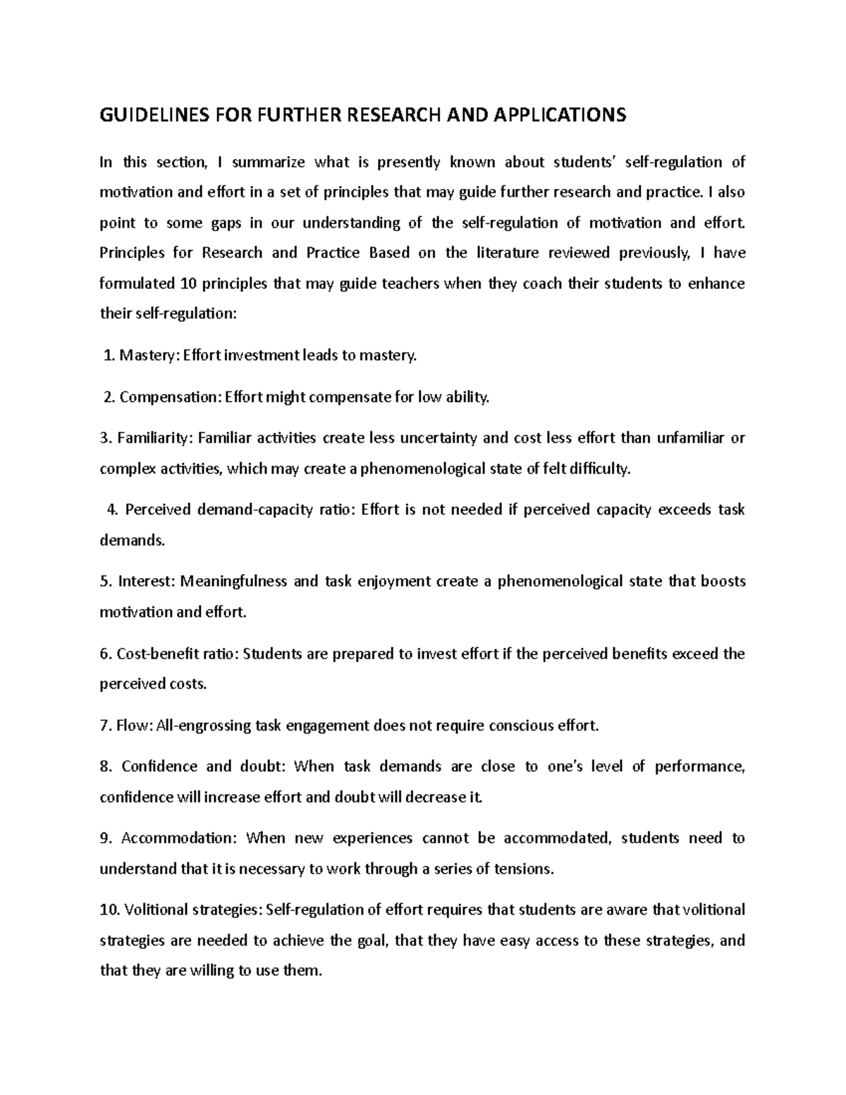 Guidelines FOR Further Research AND Applications - GUIDELINES FOR ...