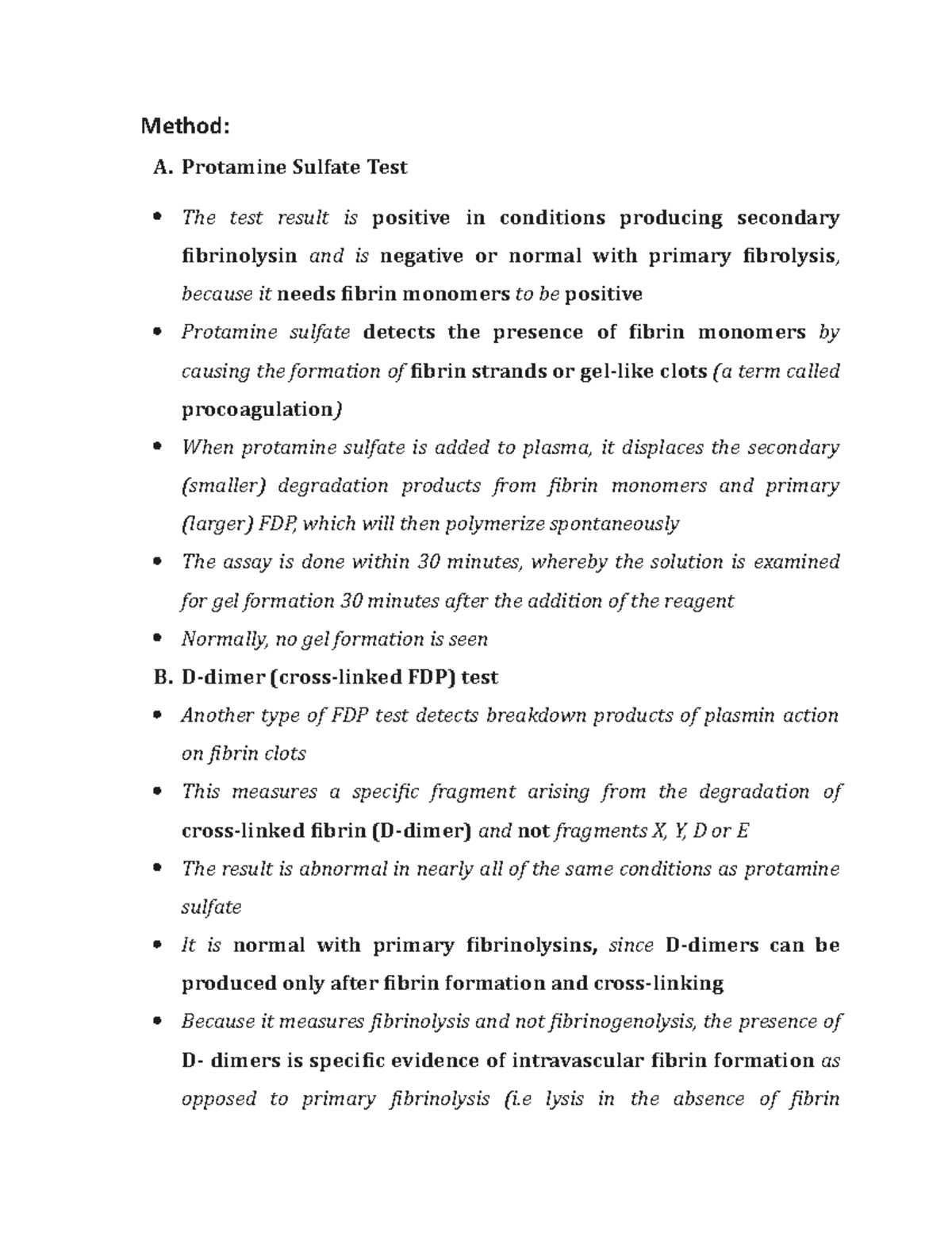 Protamine Sulfate TEST - Method: A. Protamine Sulfate Test The test ...