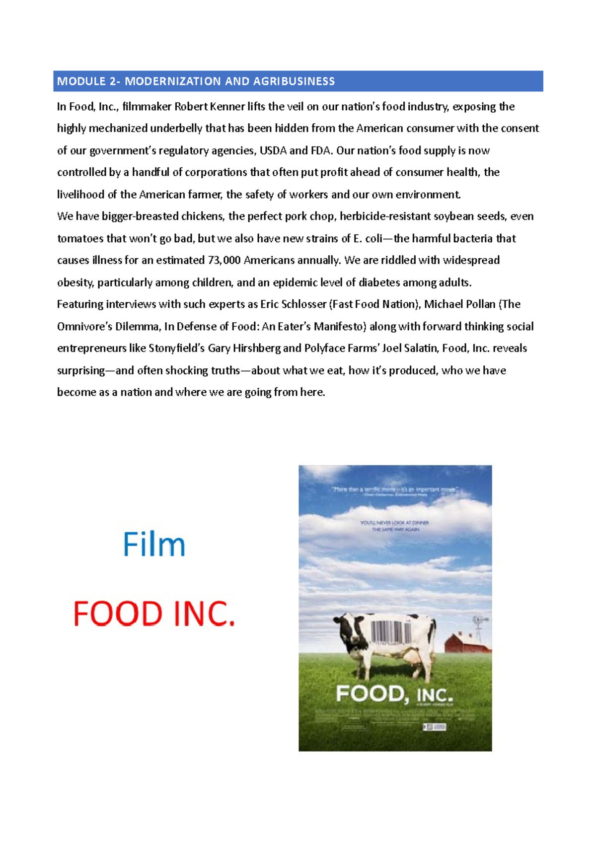 Notes Agrifood 2 - Appunti presi da slides - Agri-food economics ...