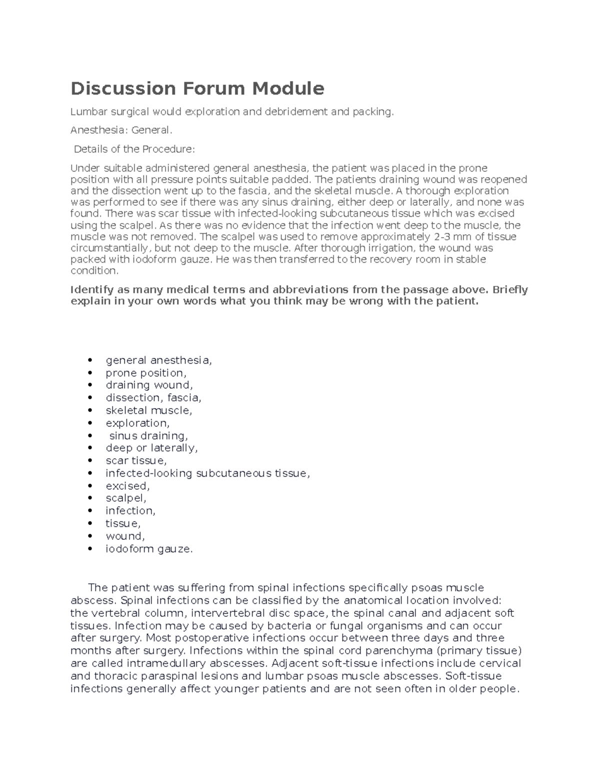 Medical terminology discussio - Discussion Forum Module Lumbar surgical ...