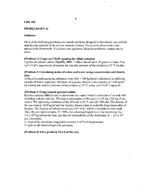 Problem set 4 SOLUTION - CHE 302 PROBLEM SET 4 SOLUTIONS Ch 15, Forced Convection Problems: 3-1 ...