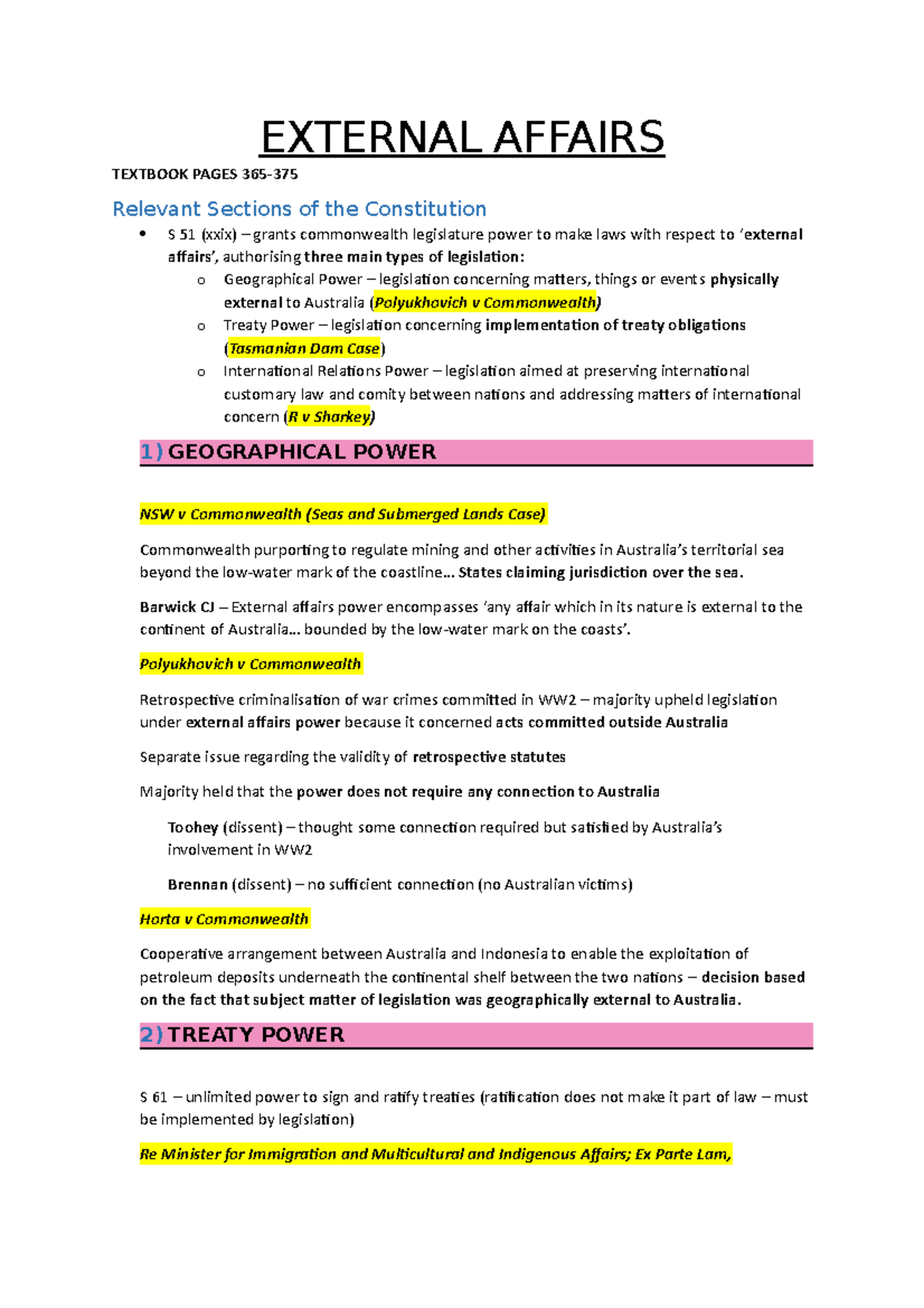 External Affairs - EXTERNAL AFFAIRS TEXTBOOK PAGES 365- Relevant ...