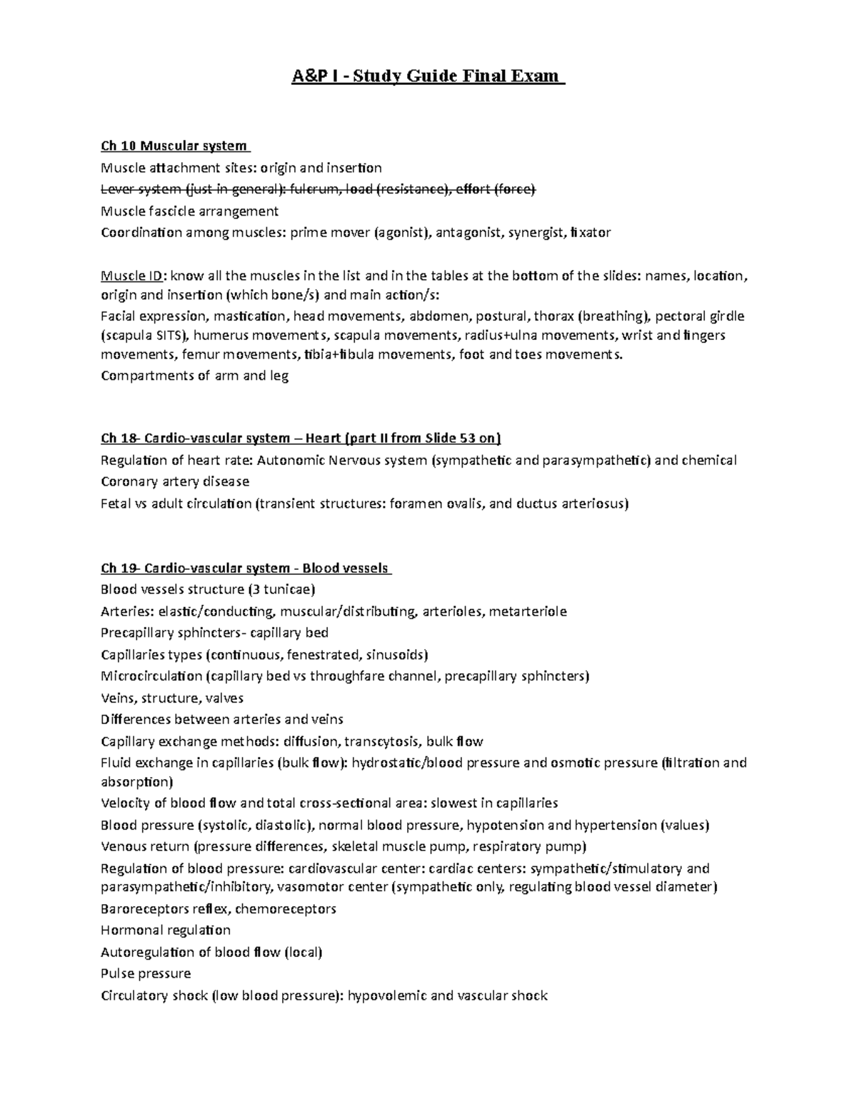 Study Guide Final Exam Fall 2017 - I Study Guide Final Exam Ch 10 ...