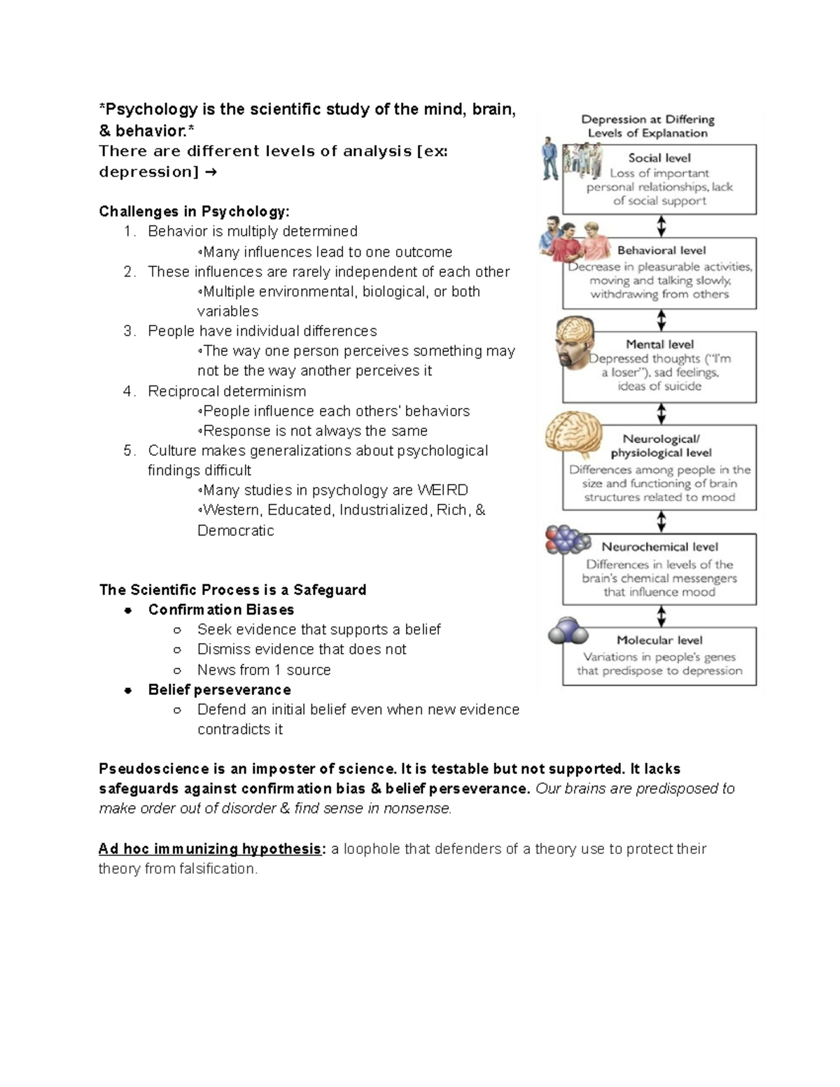 (Ch1) Psychology & Scientific Thinking - *Psychology is the scientific ...