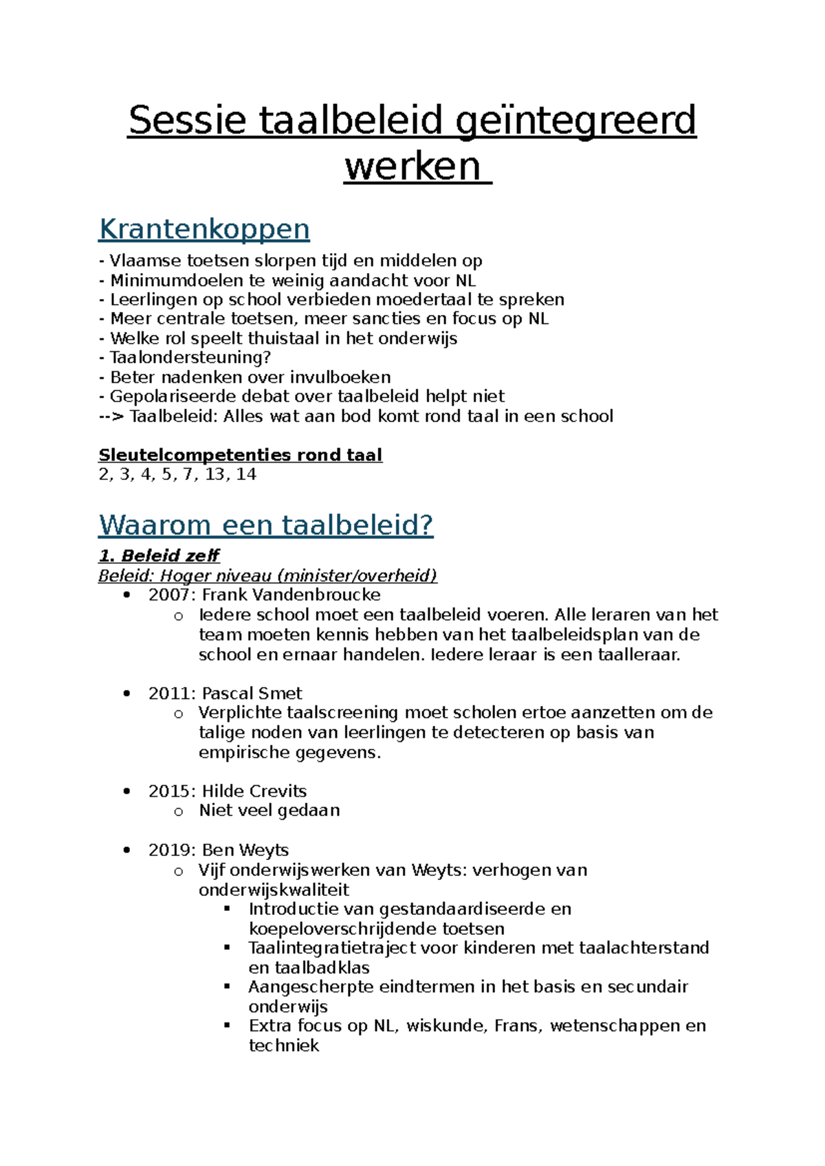 Geïntegreerd werken sessie taalbeleid 28:03 - Sessie taalbeleid ...