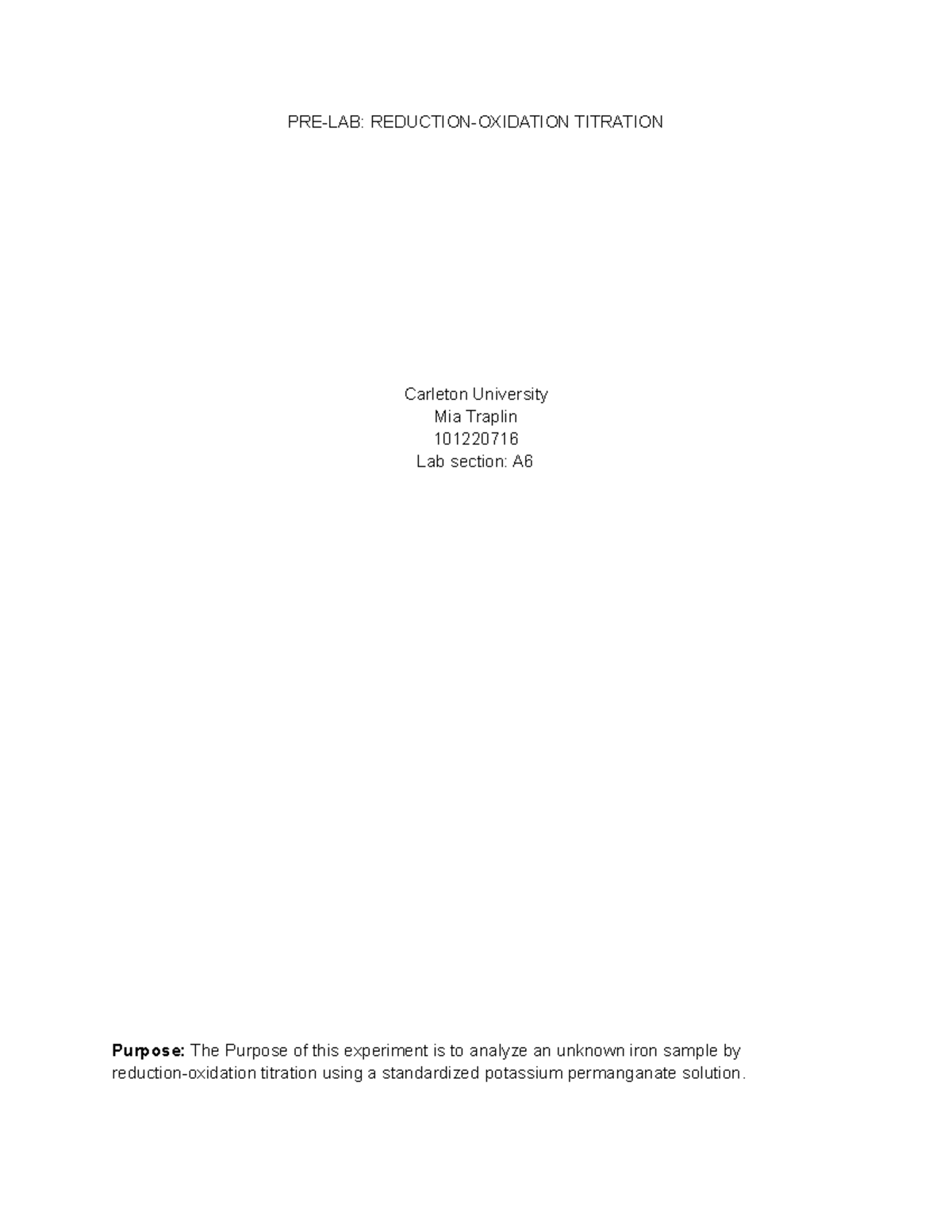 rt prelab general chemistry 1002 - PRE-LAB: REDUCTION-OXIDATION ...