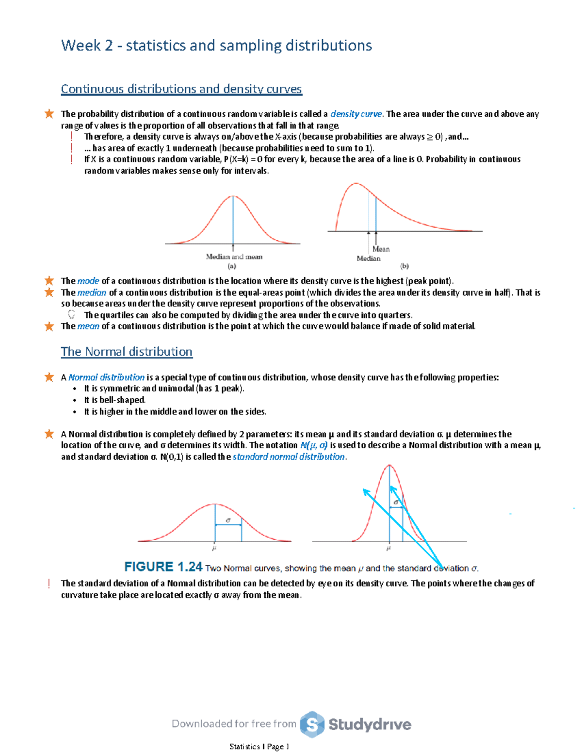 Week 2 - statistics and sampling distributions - Continuous ...