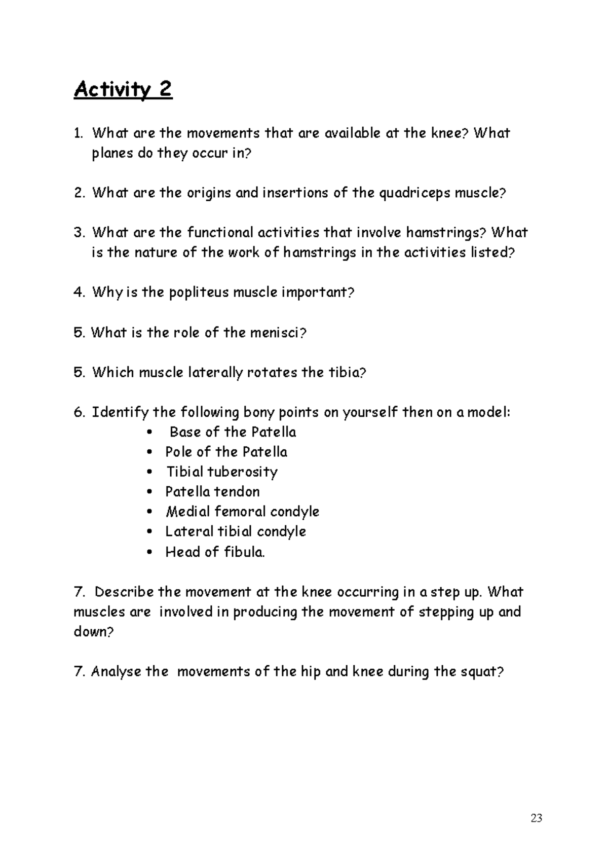 Pre session Activity 2 2015 - Activity 2 What are the movements that ...