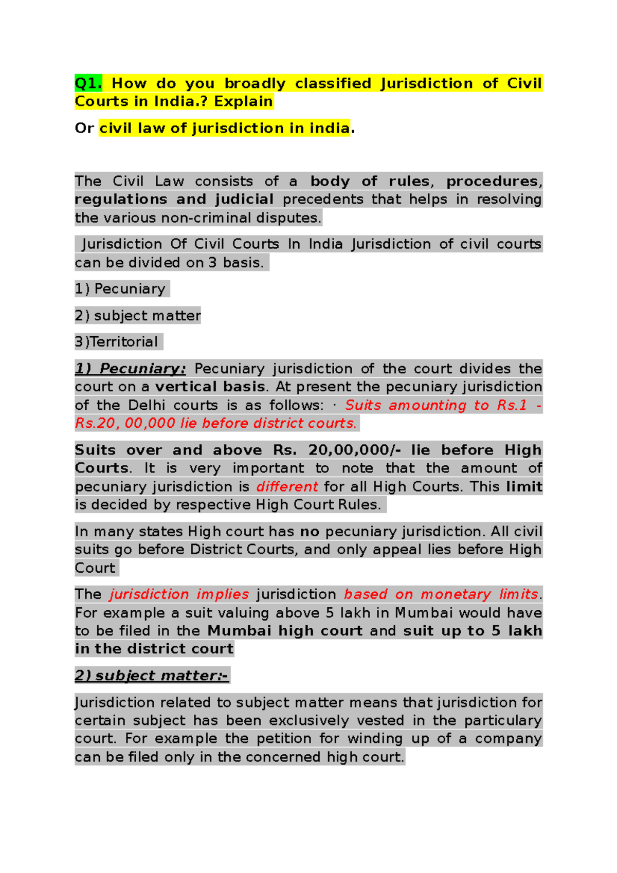 Cl notes - For learning materials - Q1. How do you broadly classified ...