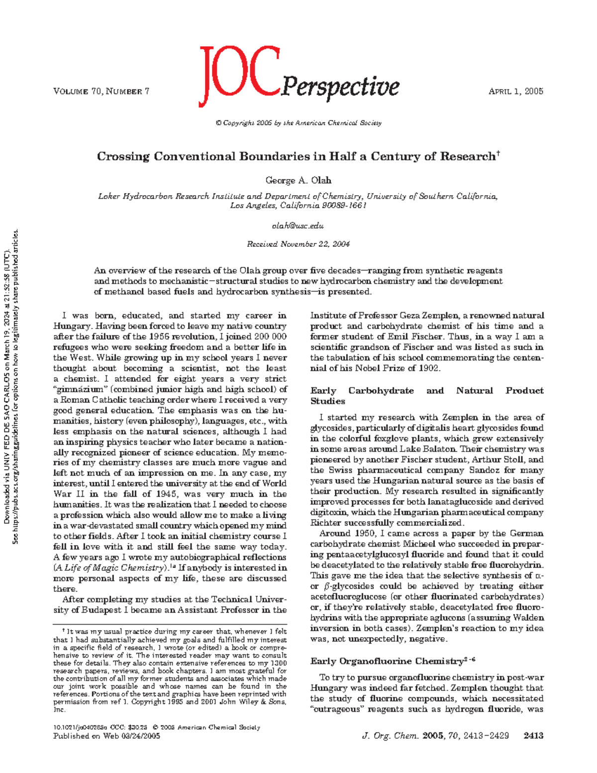 Olah 2005 crossing conventional boundaries in half a century of ...