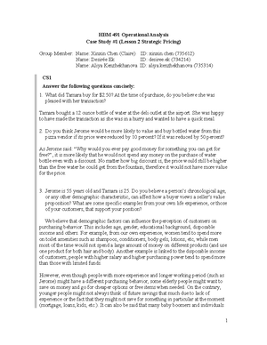 Operational Analysis - Case Study 2 - Lesson 3 - HBM 491 Operational ...
