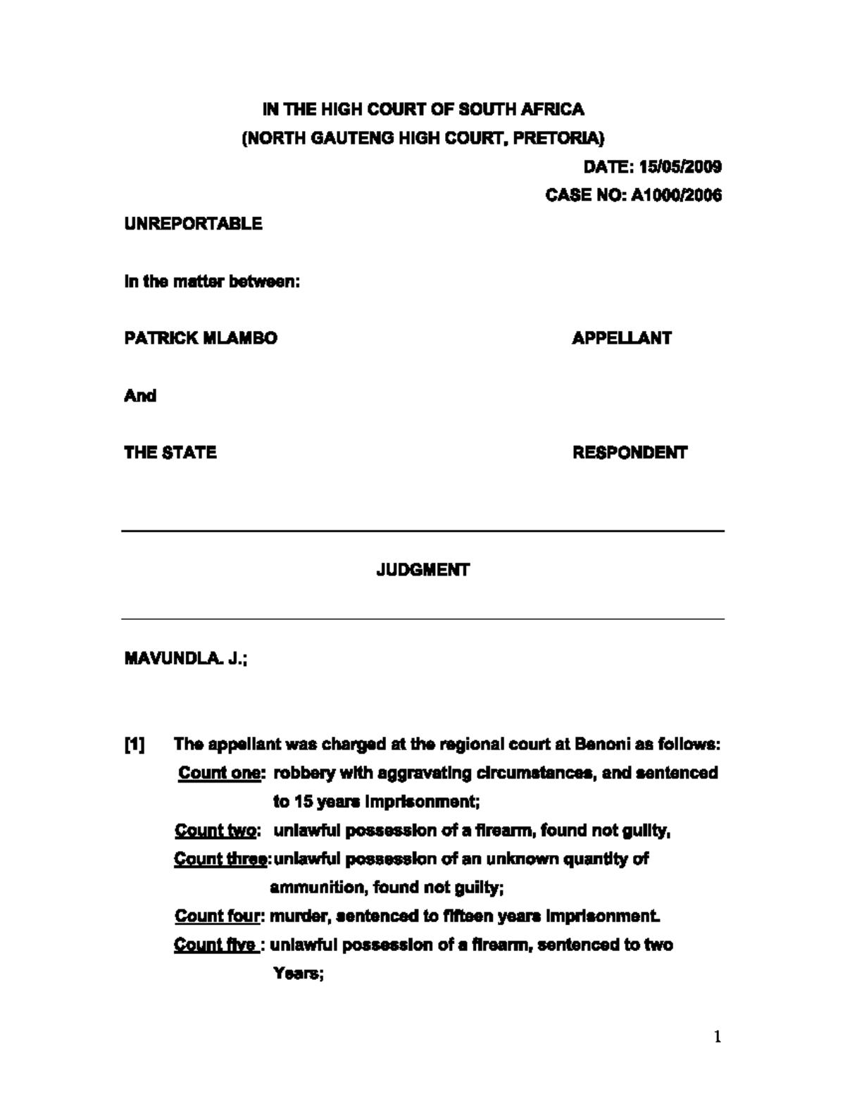 S v mlambo - case summary - LEC 222E - Studocu