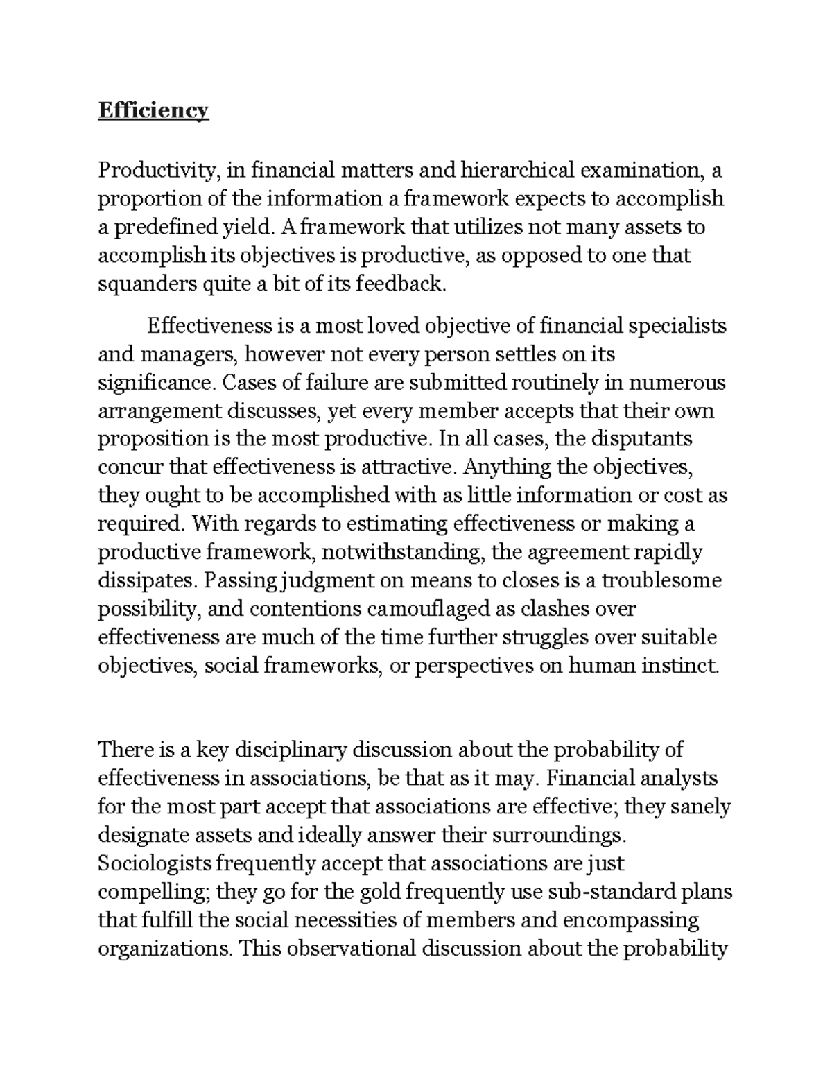 Efficiency - Efficiency Productivity, in financial matters and ...