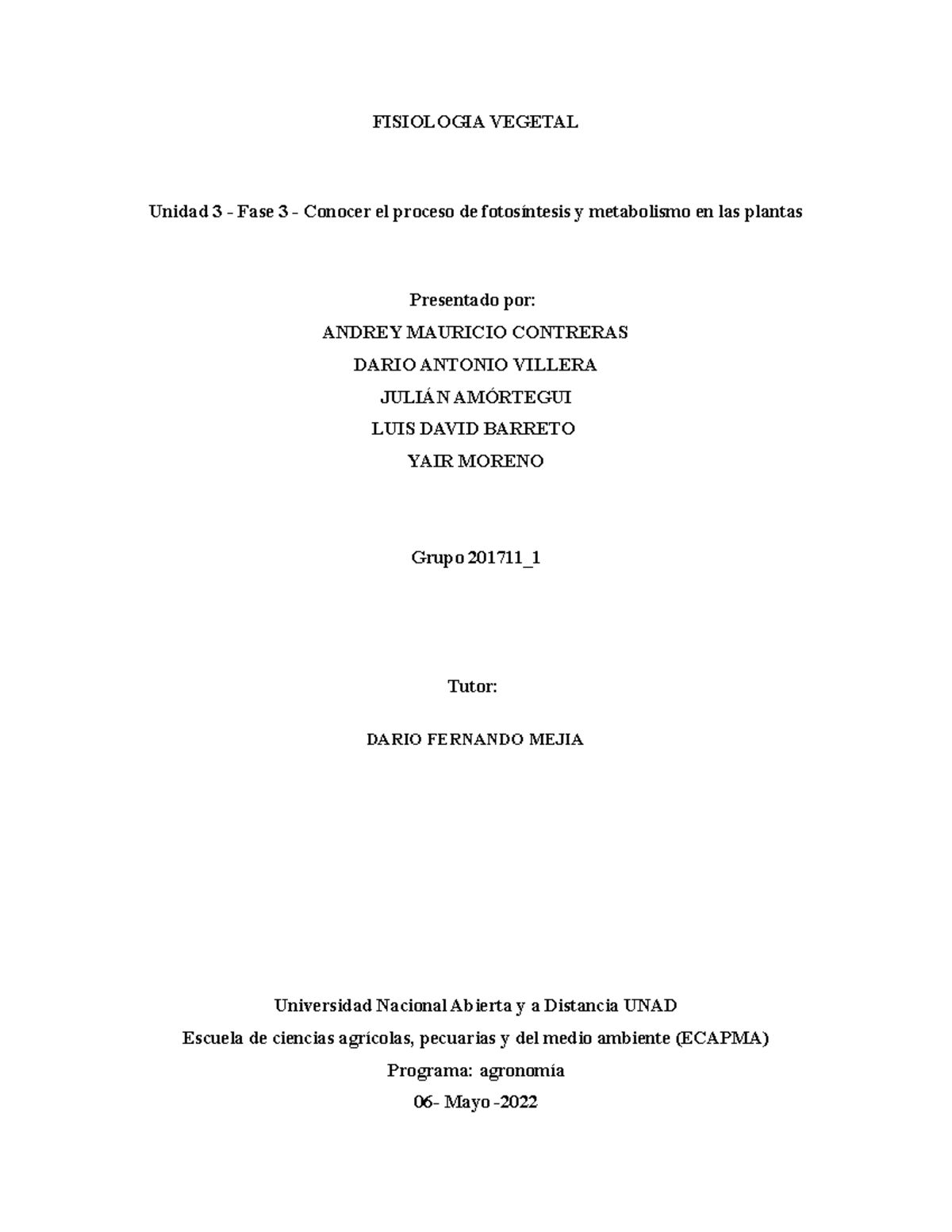 Unidad 3- Fase 3 Fisiologia Vegetal - FISIOLOGIA VEGETAL Unidad 3 ...