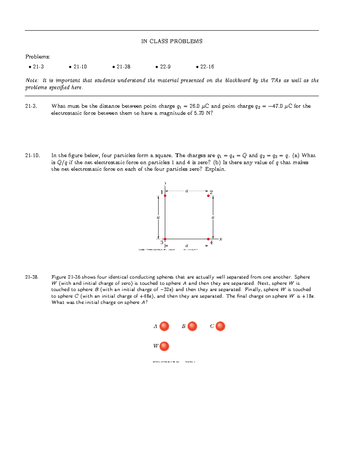 Recommended in class problems Tutorial 1 - IN CLASS PROBLEMS Problems ...